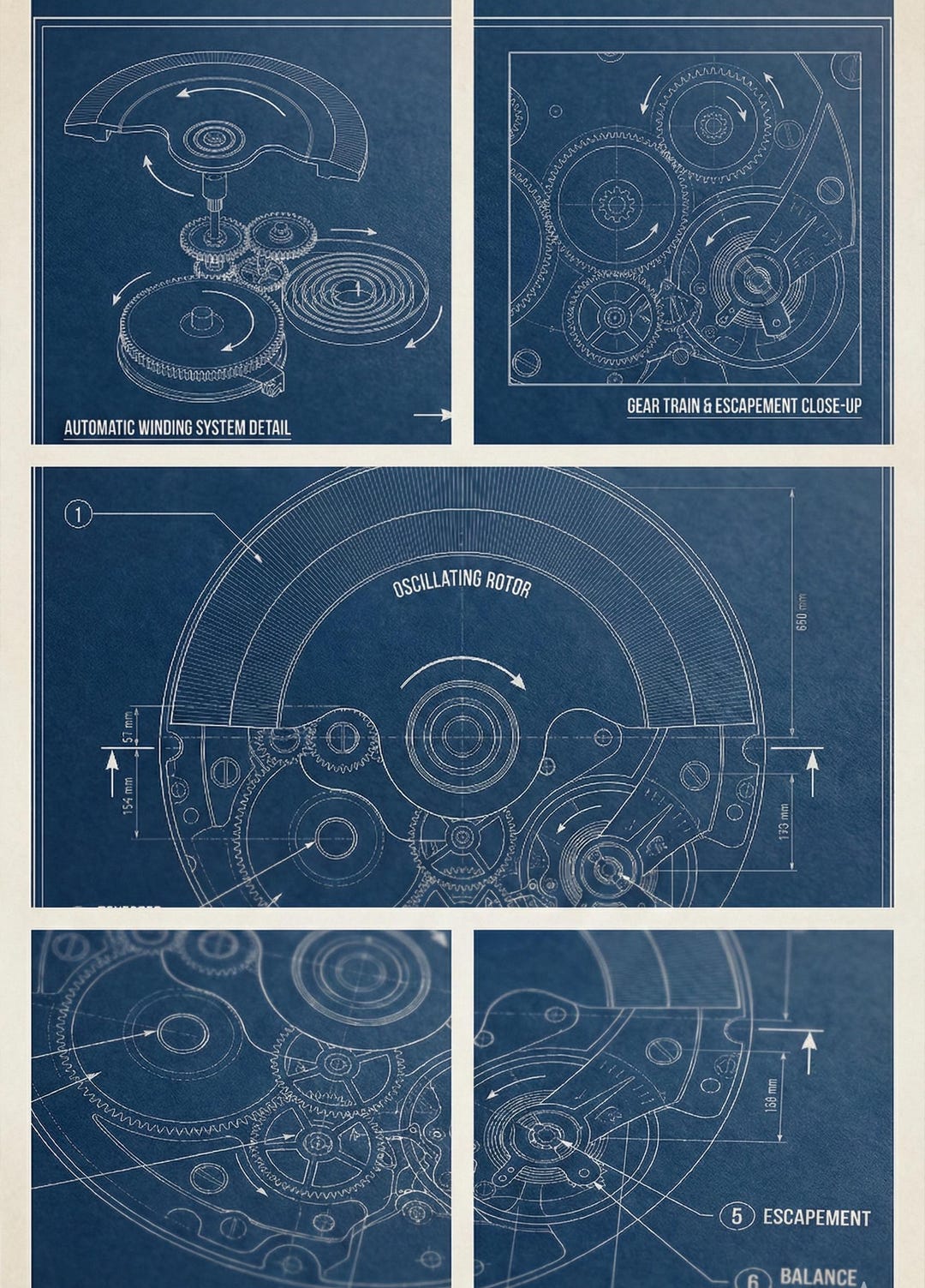 Automatic Watch Movement Blueprint Set | Self-winding Mechanism ...