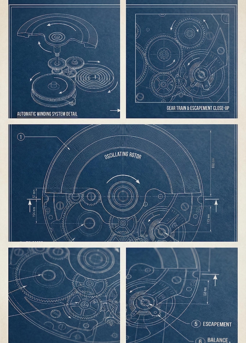 Automatic Watch Movement Blueprint Set | Self-winding Mechanism ...