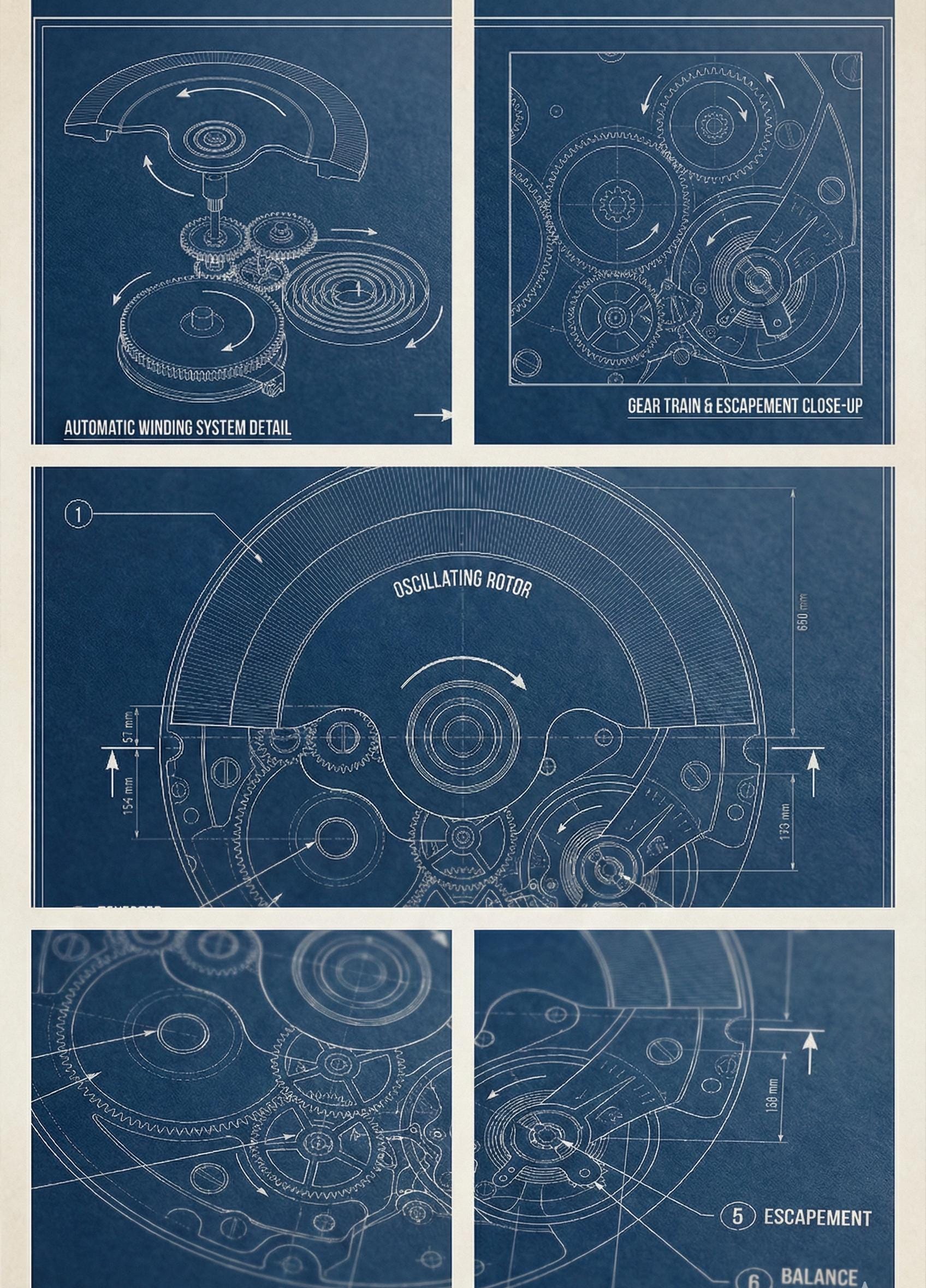 Automatic Watch Movement Blueprint Set | Self-winding Mechanism ...