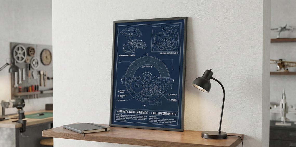 Automatic Watch Movement Blueprint Set | Self-winding Mechanism ...