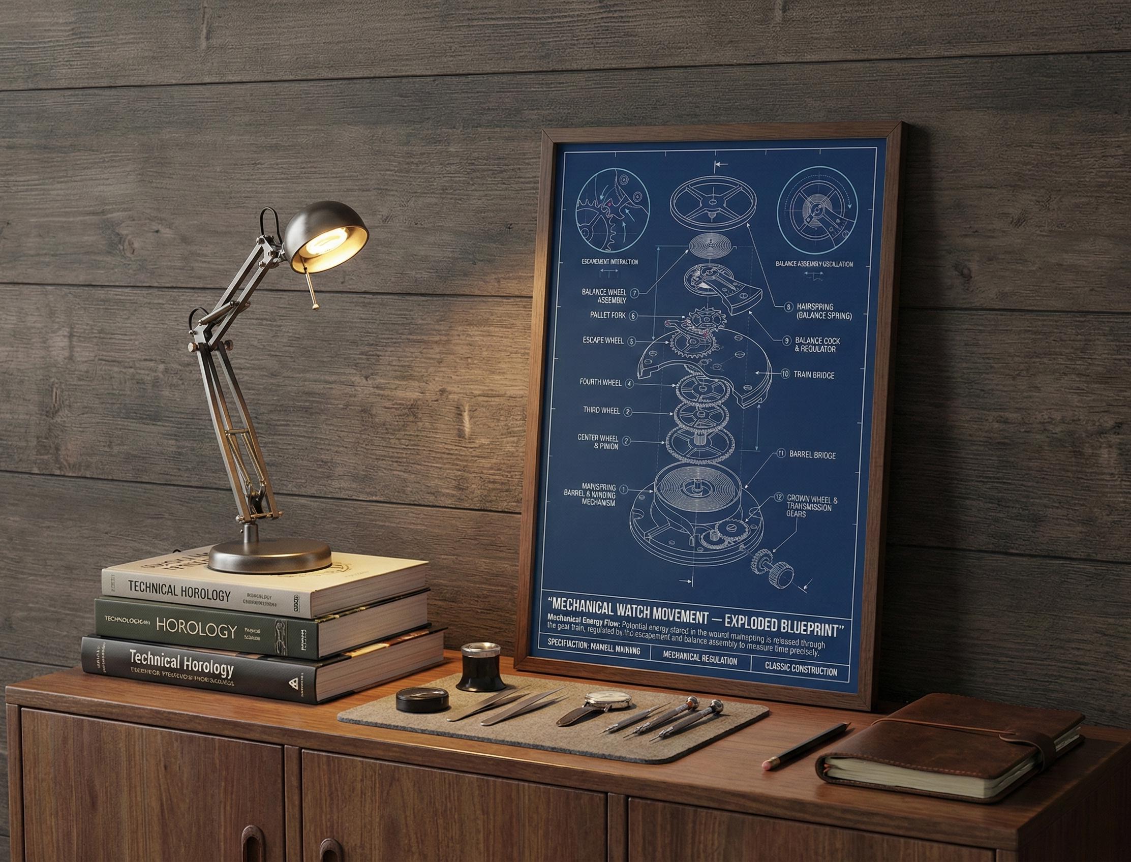 Mechanical Watch Blueprint – Exploded Movement Diagram (A2 A3 A4 ...