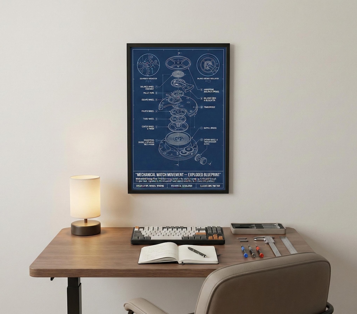 Mechanical Watch Blueprint – Exploded Movement Diagram (A2 A3 A4 ...