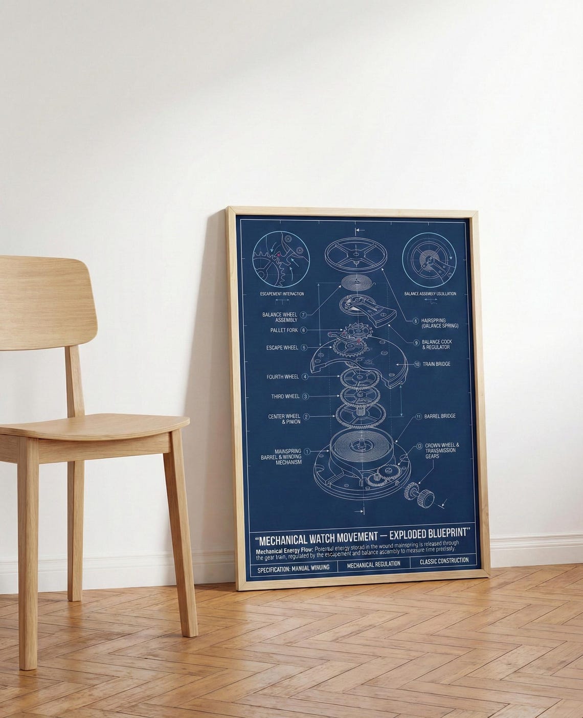 Mechanical Watch Blueprint – Exploded Movement Diagram (A2 A3 A4 ...