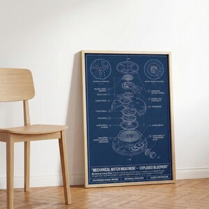 Mechanical Watch Blueprint – Exploded Movement Diagram (A2 A3 A4 ...