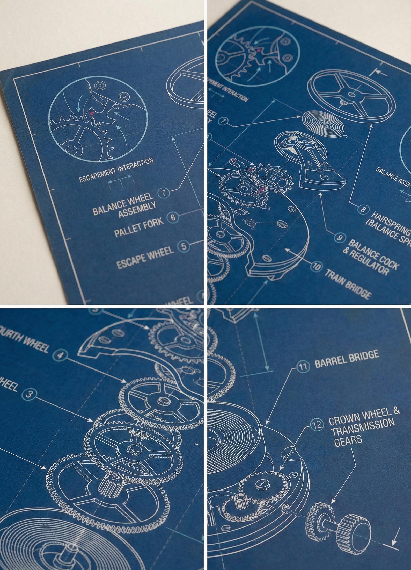 Mechanical Watch Blueprint – Exploded Movement Diagram (A2 A3 A4 ...