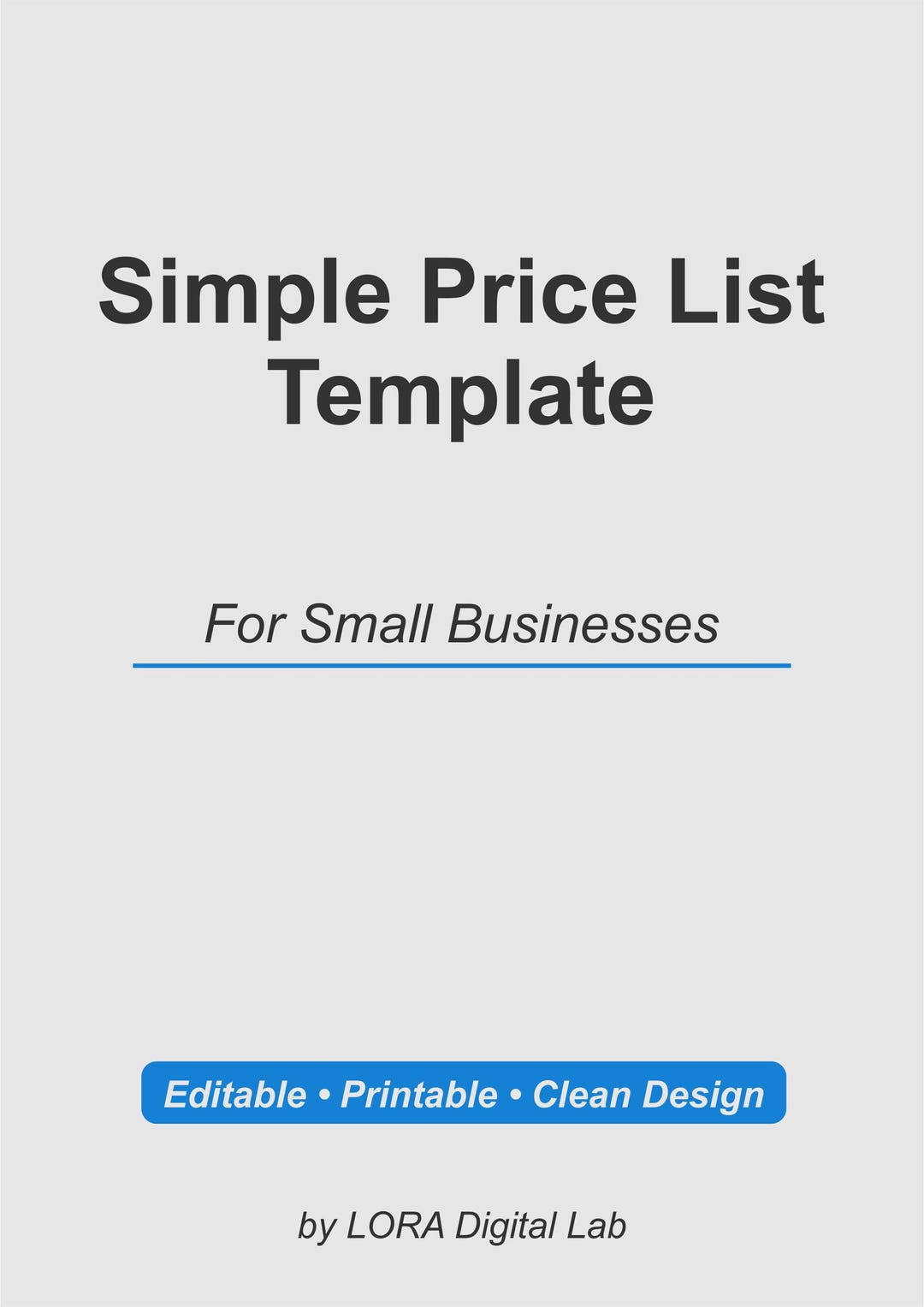 Simple Price List Template for Small Business Clean and Editable PDF - Etsy