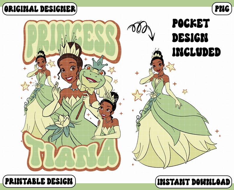 Princess Tiana and Frog Png, Png for Girl, Sublimation Design Download ...