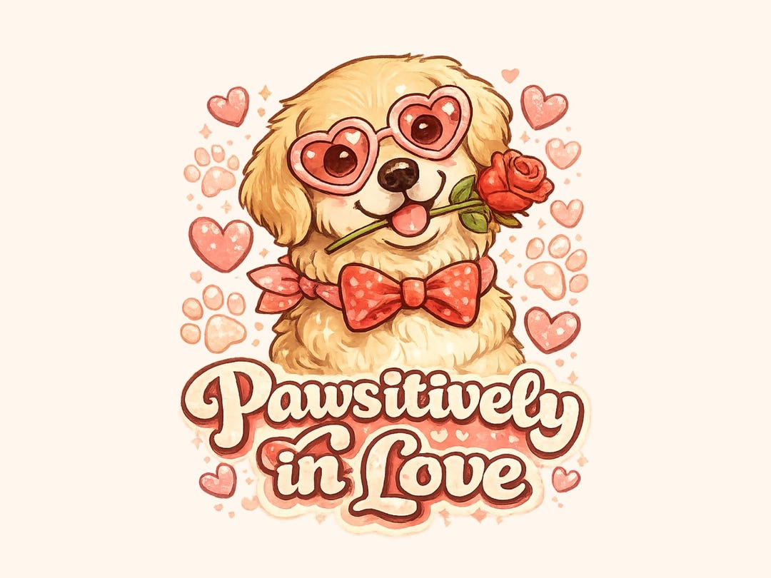 Pawsitively in Love PNG | Valentine Dog Clipart | Dog Couple Digital ...