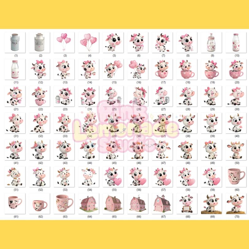 Cute Pink Cow Clipart PNG in Watercolor, Characters for Birthdays ...