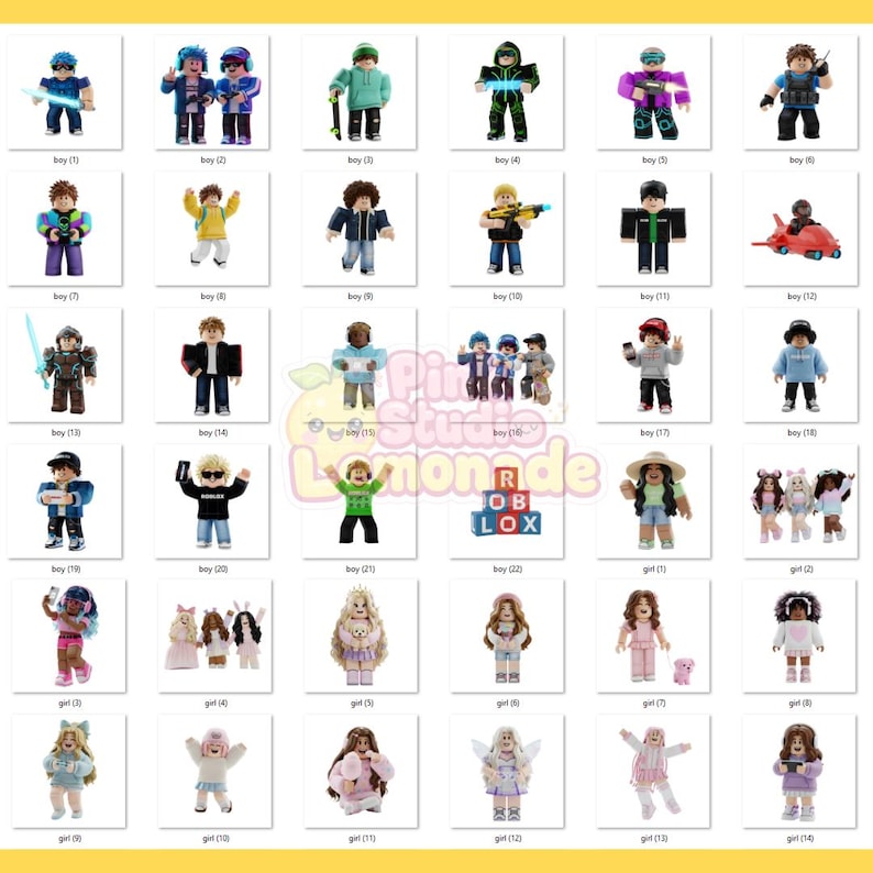 Roblox Character Clipart, Instant Download, Blox Party Favors, Roblox ...
