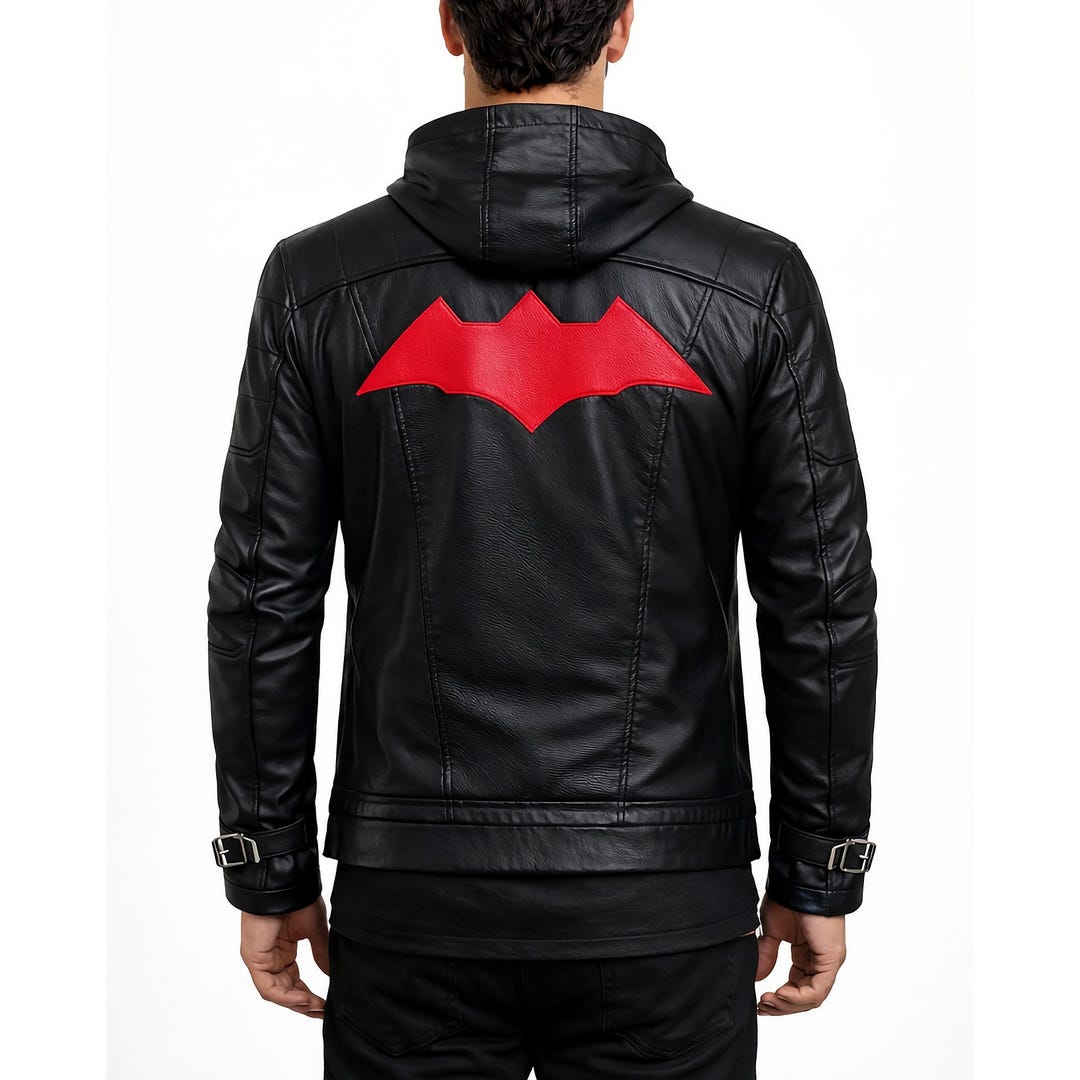 Red Hood Cosplay Jacket | Arkham Knight Black Leather Jacket & Vest ...