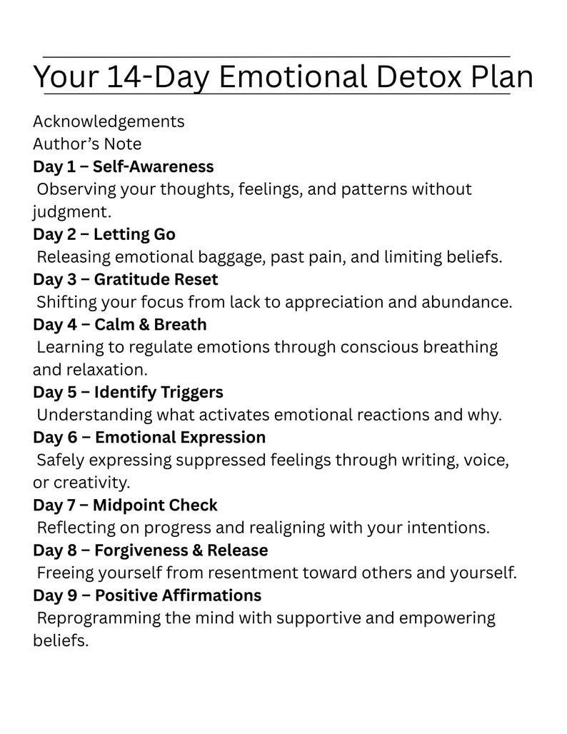 14-day Emotional Detox Workbook | Printable Personal Growth & Self ...