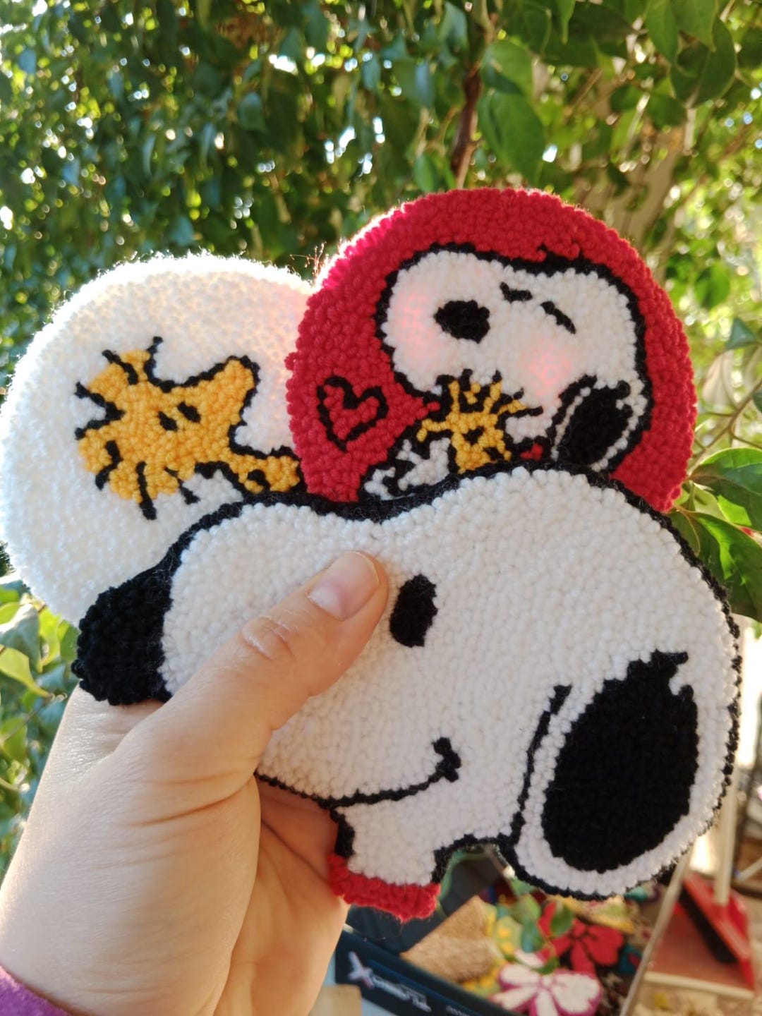Snoopy Coasters, Peanuts Fans, Handmade Punch Needle Mug Rugs - Etsy