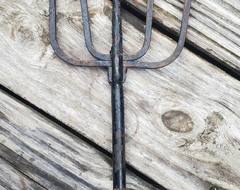Antique French Eel Fork or Salmon Spear Wrought Iron Primitive Fishing ...