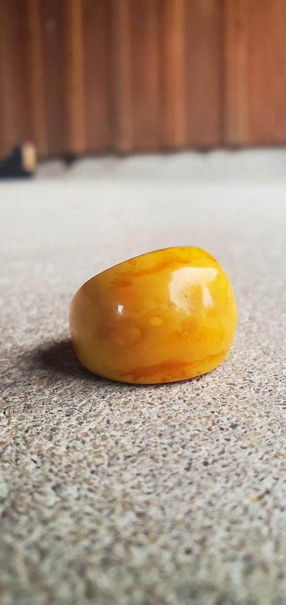 Vintage Egg Yolk Bakelite Ring - Gem