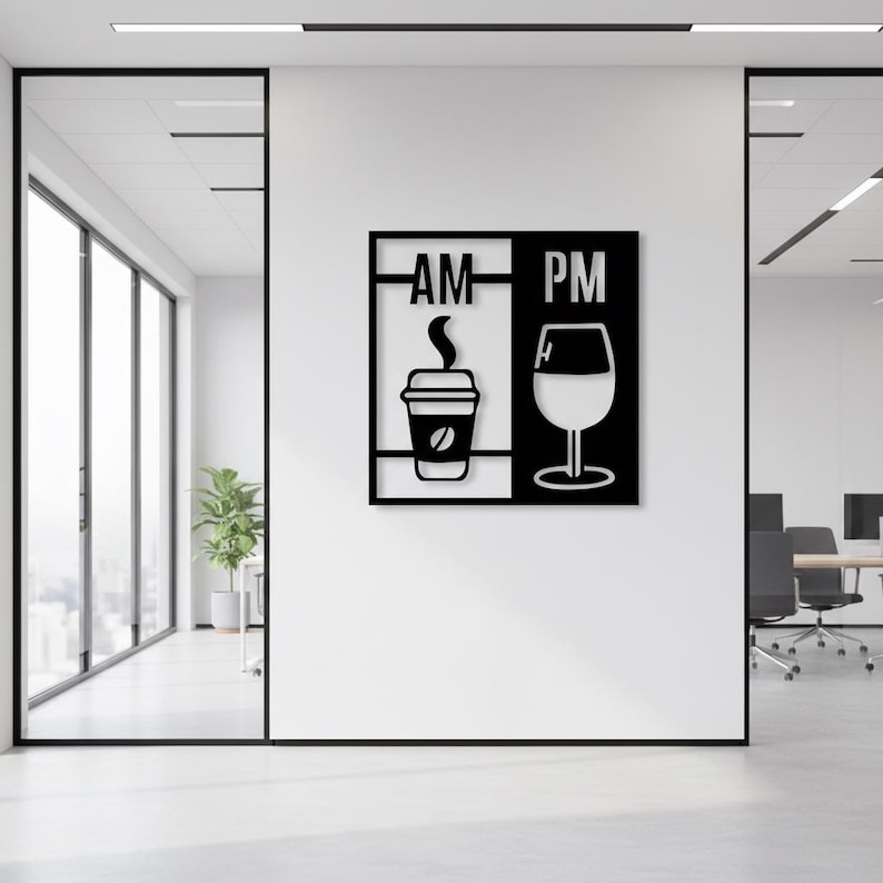 Coffee Wine Metal Wall Art | AM PM Kitchen Decor | Modern Daily Routine Sign - Etsy UK