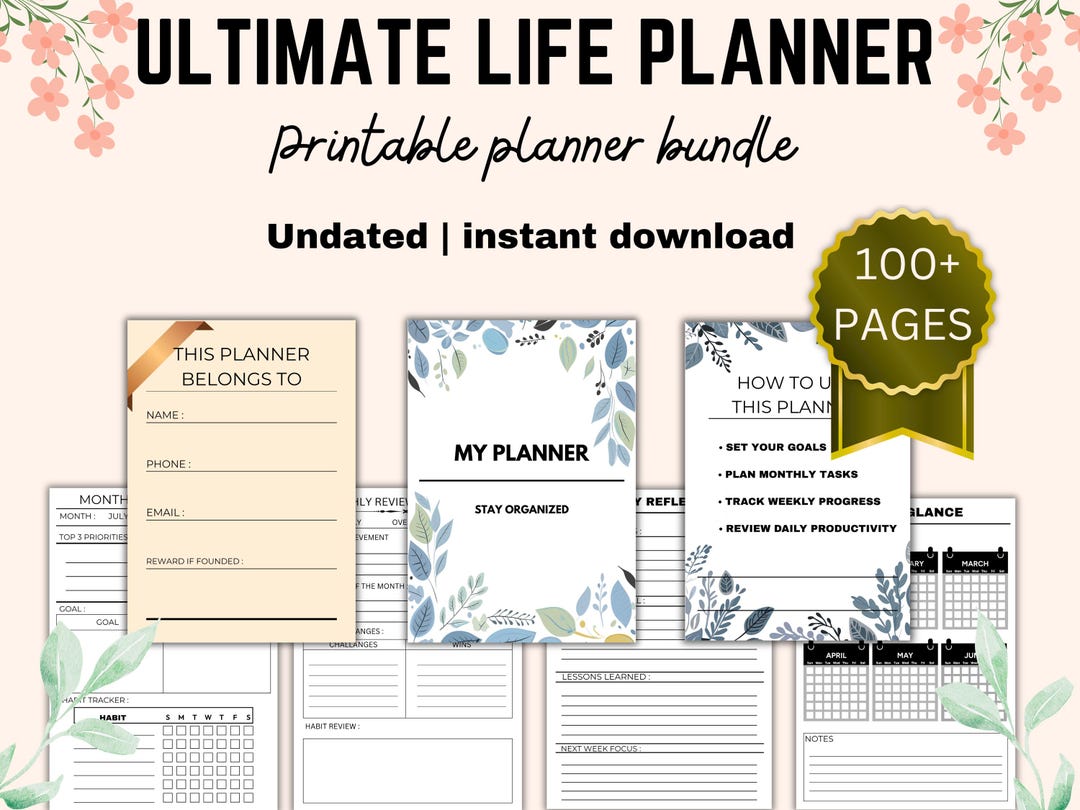 Ultimate Life Planner Printable Bundle | Journal | Goal, Habit, Daily ...