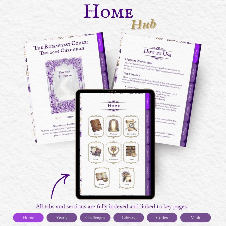2026 Romantasy Digital Reading Journal, Book Review Tracker (ipad ...