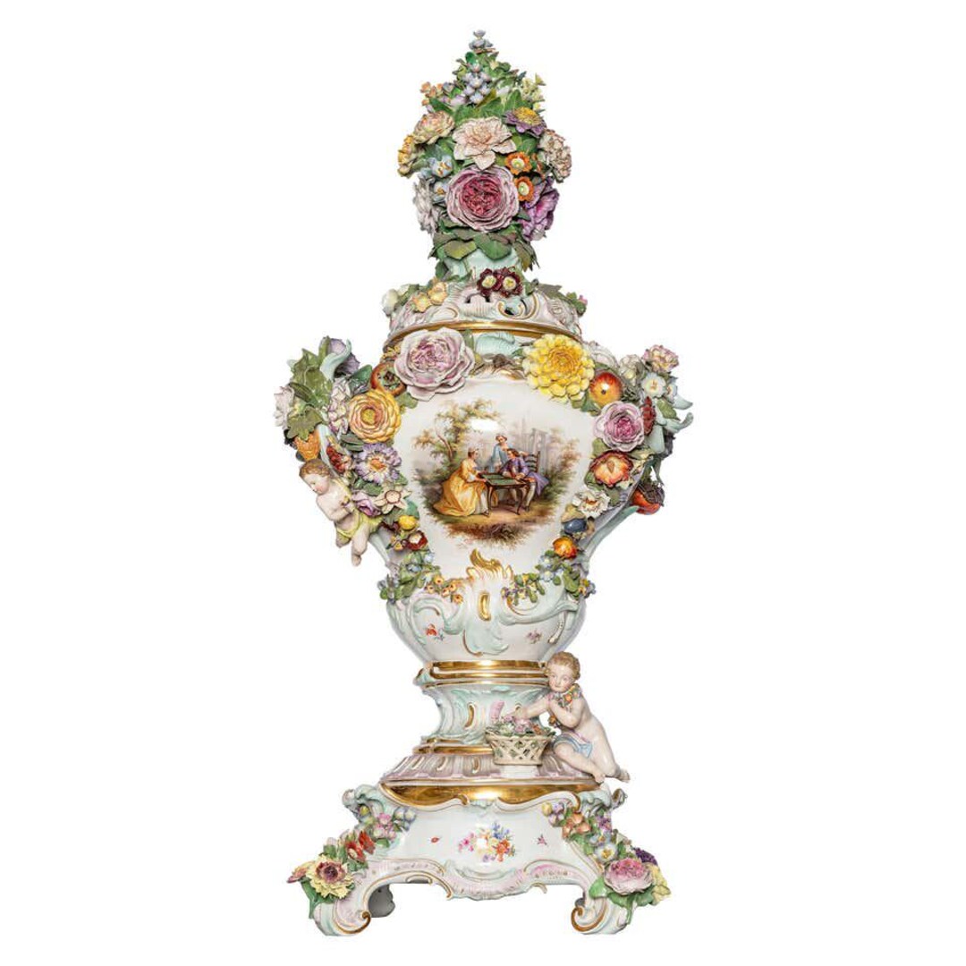 Antique Rococo Style Meissen Porcelain Pot-pourri Vase, Germany, 19th ...