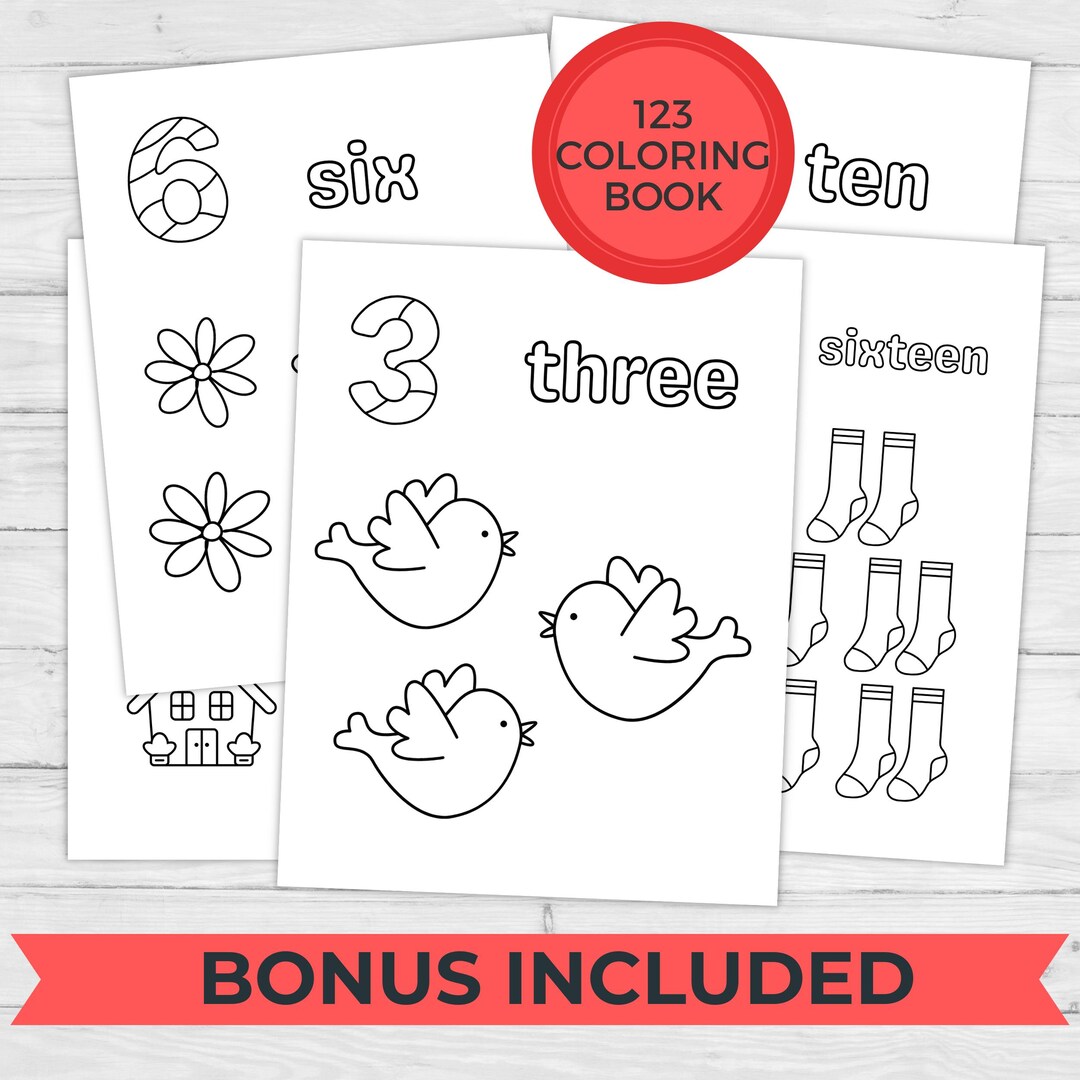 123 Coloring Book, Numbers Coloring Pages, Preschool Printable Activity ...