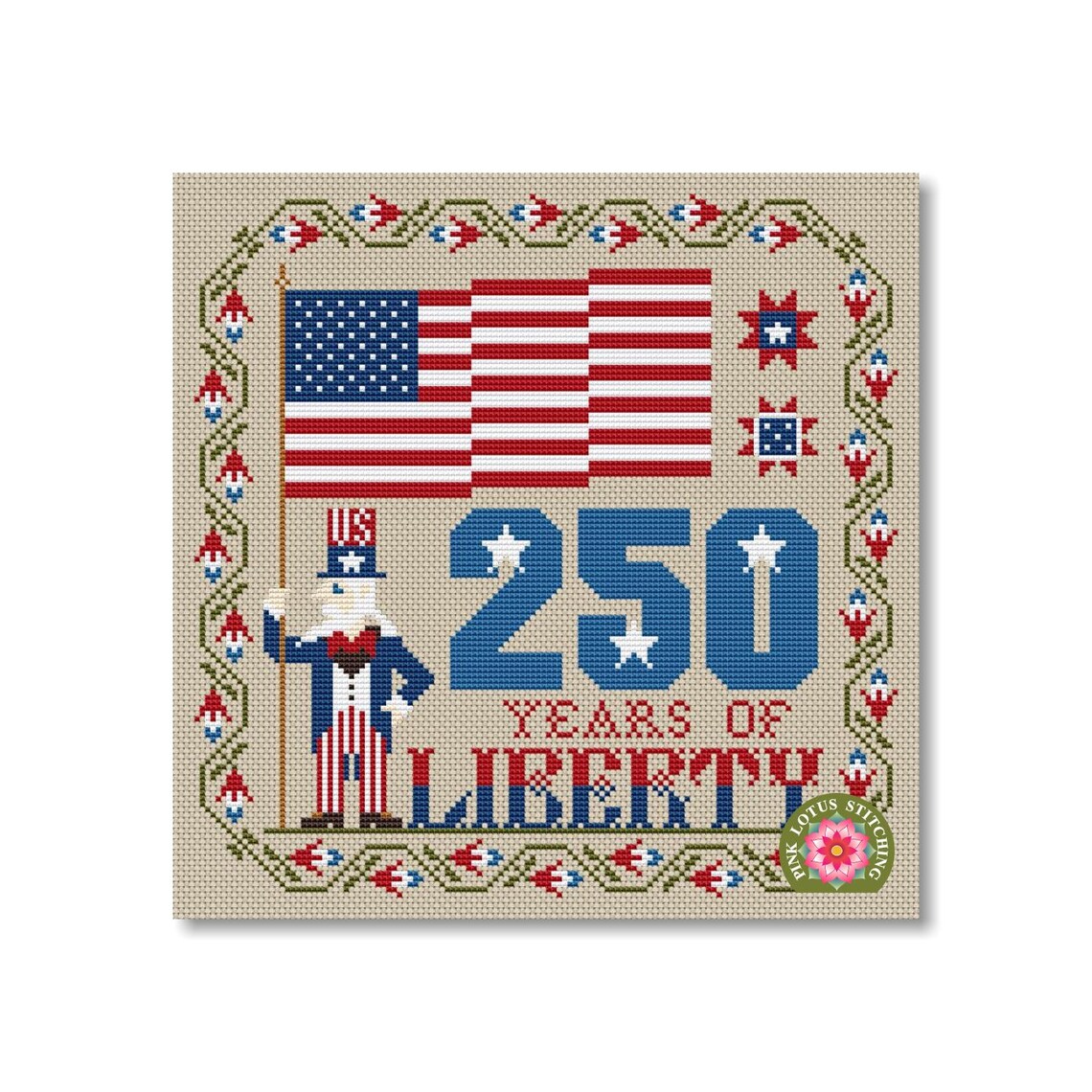 Uncle Sam Independence Day Cross Stitch Pattern: Happy Birthday America ...