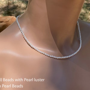 Mini Pearl Necklace / White or Black Peacock Shell Pearl / 3 Mm or 1/8 ...