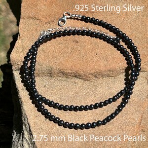 Mini Pearl Necklace / White or Black Peacock Shell Pearl / 3 Mm or 1/8 ...