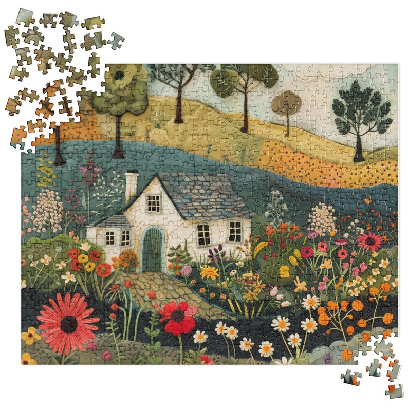 Quilted Cottage Jigsaw Puzzle Cottagecore 252 Piece Puzzle 520 Piece ...