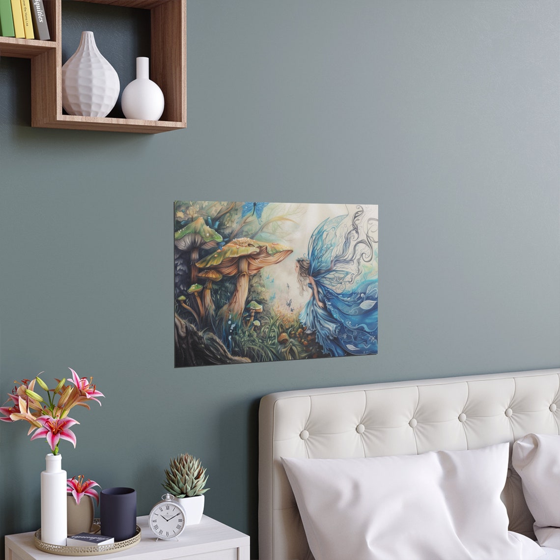 Whimsical Blue Fairy Poster Unframed Fantasy Poster Enchanted Woodland ...