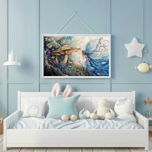 Whimsical Blue Fairy Poster Unframed Fantasy Print Enchanted Woodland ...