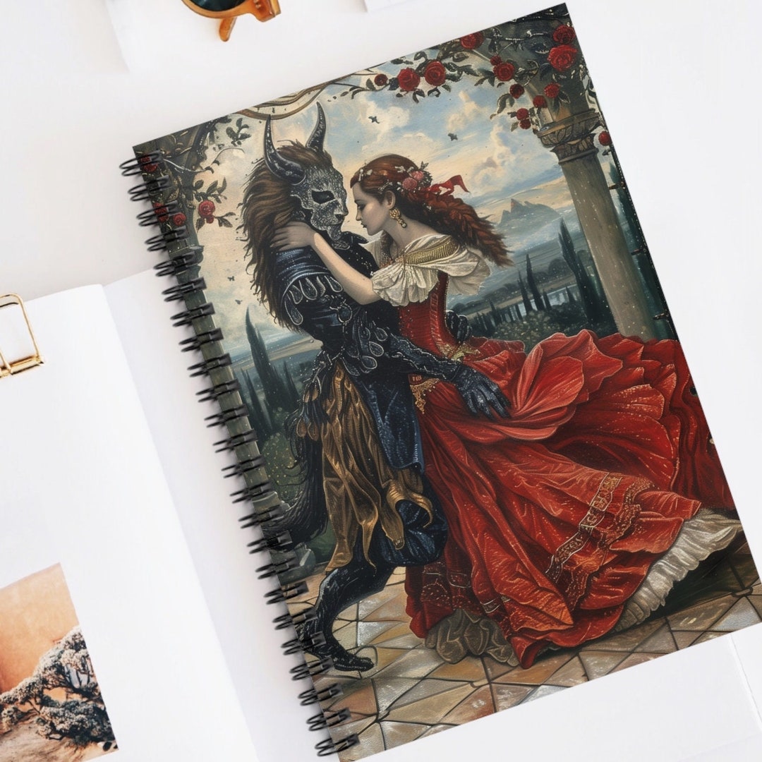 Fantasy Beauty & Beast Fairy Tale Spiral Lined Notebook Fantasy Art ...