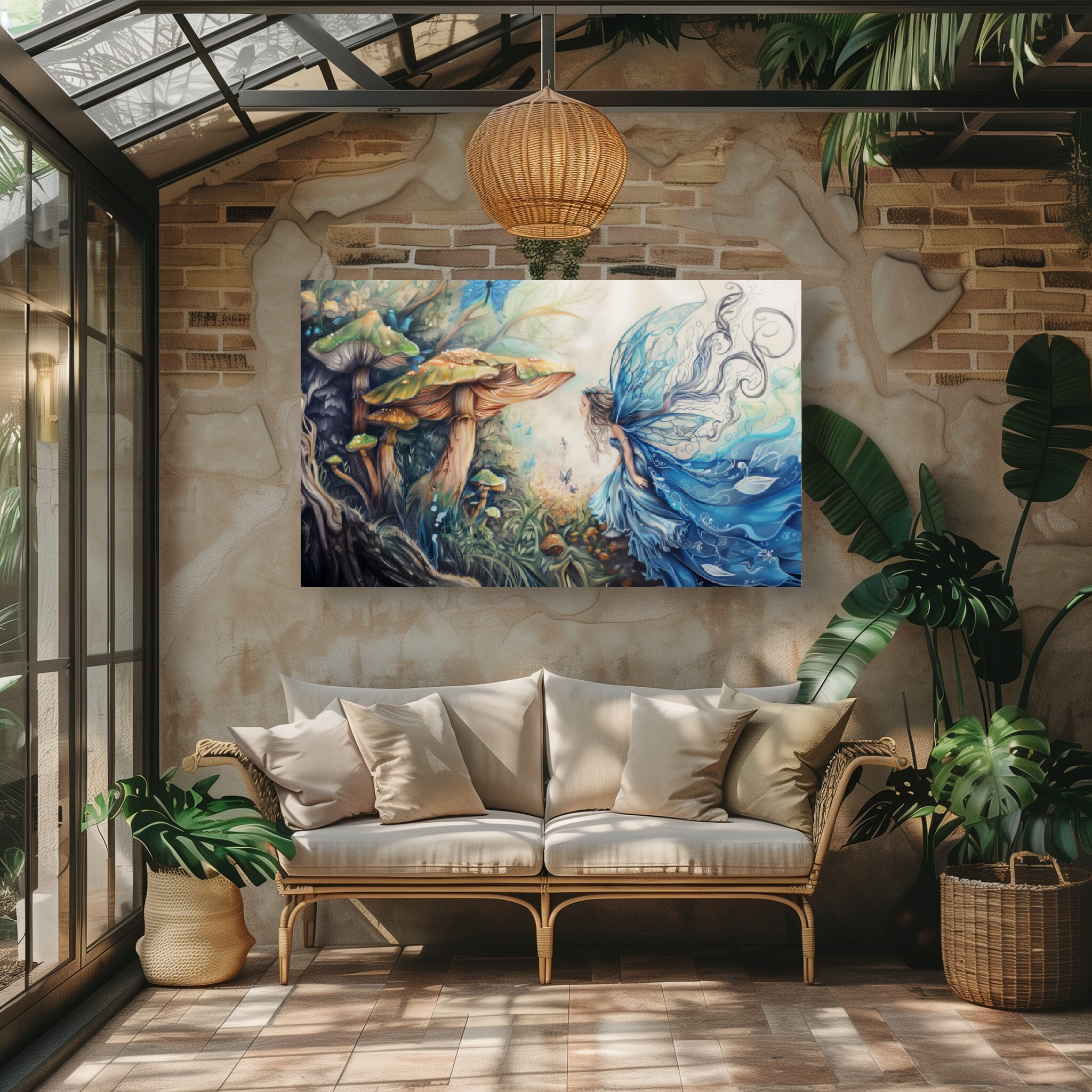 Whimsical Blue Fairy Poster Unframed Fantasy Poster Enchanted Woodland ...