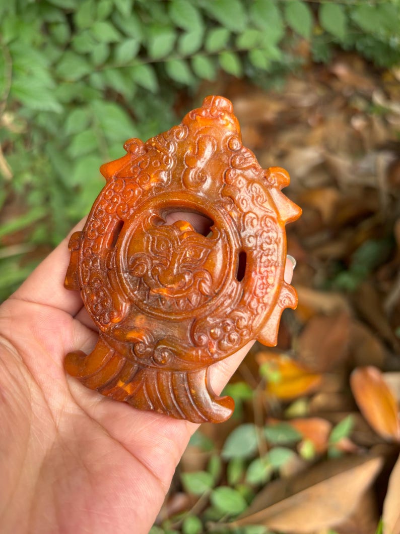 Vintage Jade Beast Pendant Hollow Carved Protective Charm Ornament ...