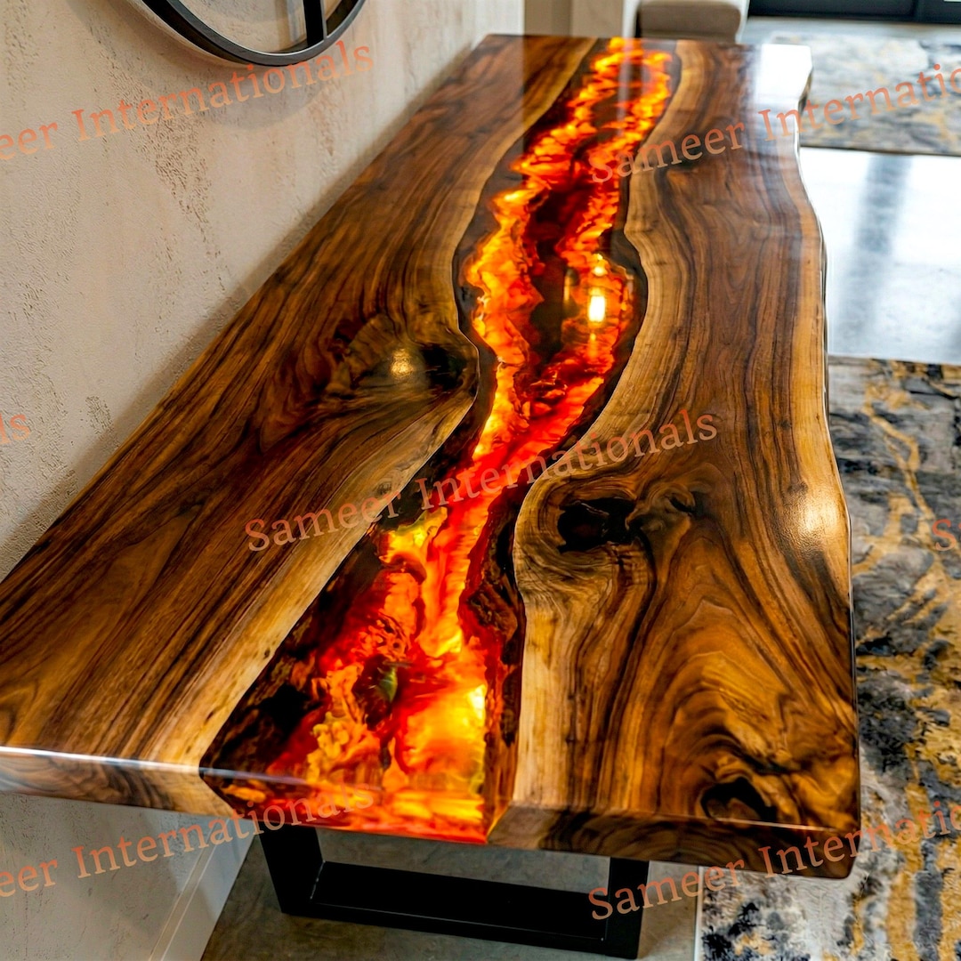 Lava Flow Epoxy Console Table Custom Made, Molten Resin Entryway Table ...