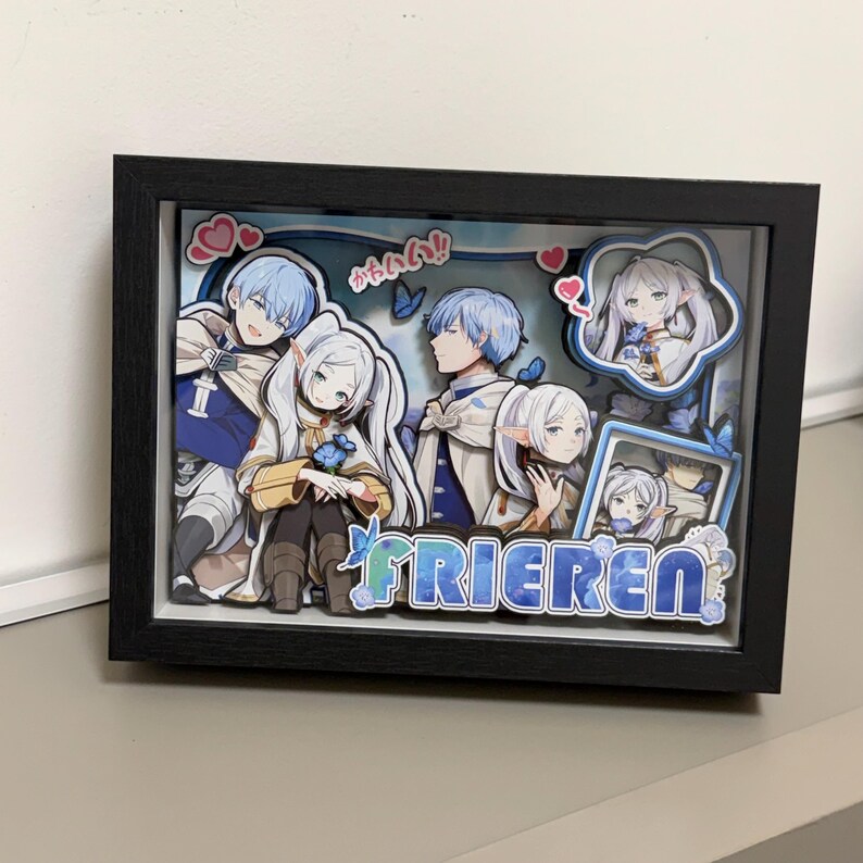 Frieren 3D Layered Frame, Frieren & Himmel Handmade Anime Decor Gift ...