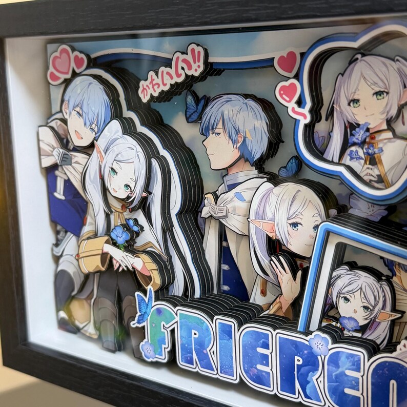 Frieren 3D Layered Frame, Frieren & Himmel Handmade Anime Decor Gift ...