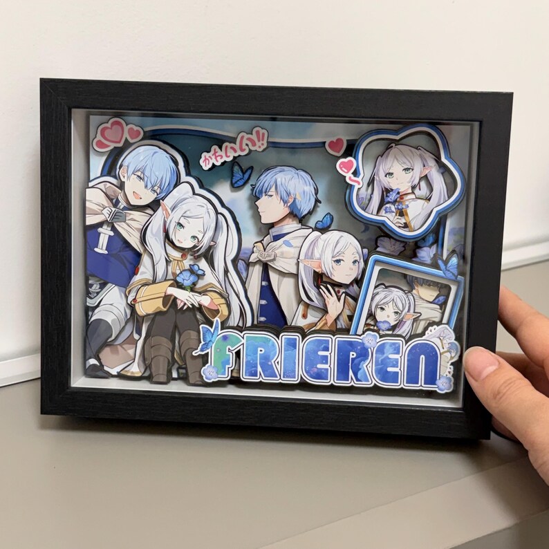 Frieren 3D Layered Frame, Frieren & Himmel Handmade Anime Decor Gift ...