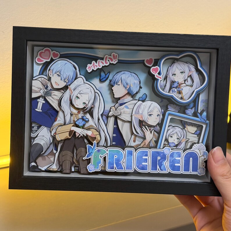 Frieren 3D Layered Frame, Frieren & Himmel Handmade Anime Decor Gift ...