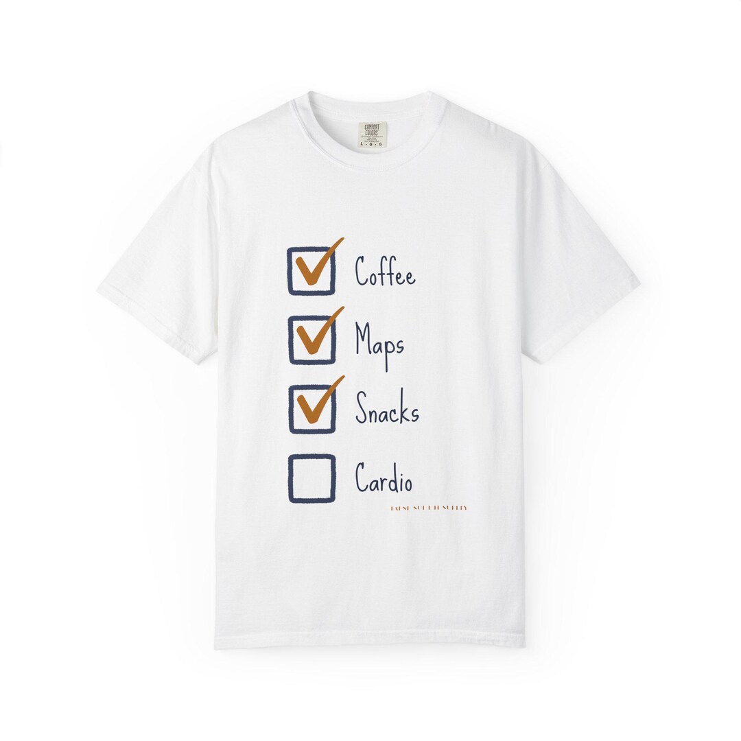 Funny Hiking Checklist T-shirt – Coffee, Maps, Snacks, Retro Graphic - Etsy