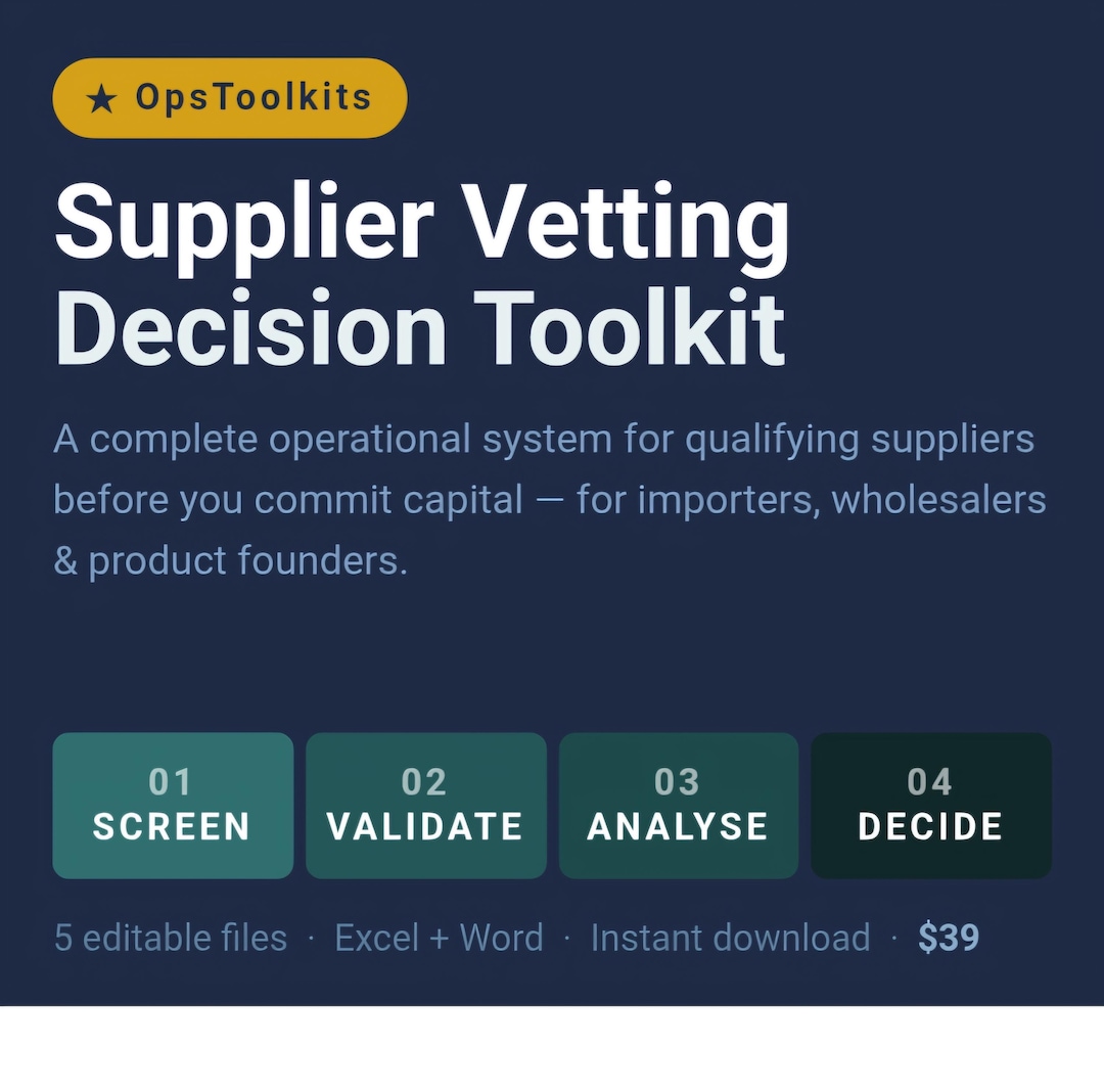 Supplier Vetting Toolkit | Scorecard, Validation Checklist, Landed Cost ...