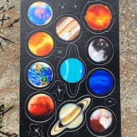 Solar System Vinyl Stickers, Cute Planets and Pluto (waterproof ...