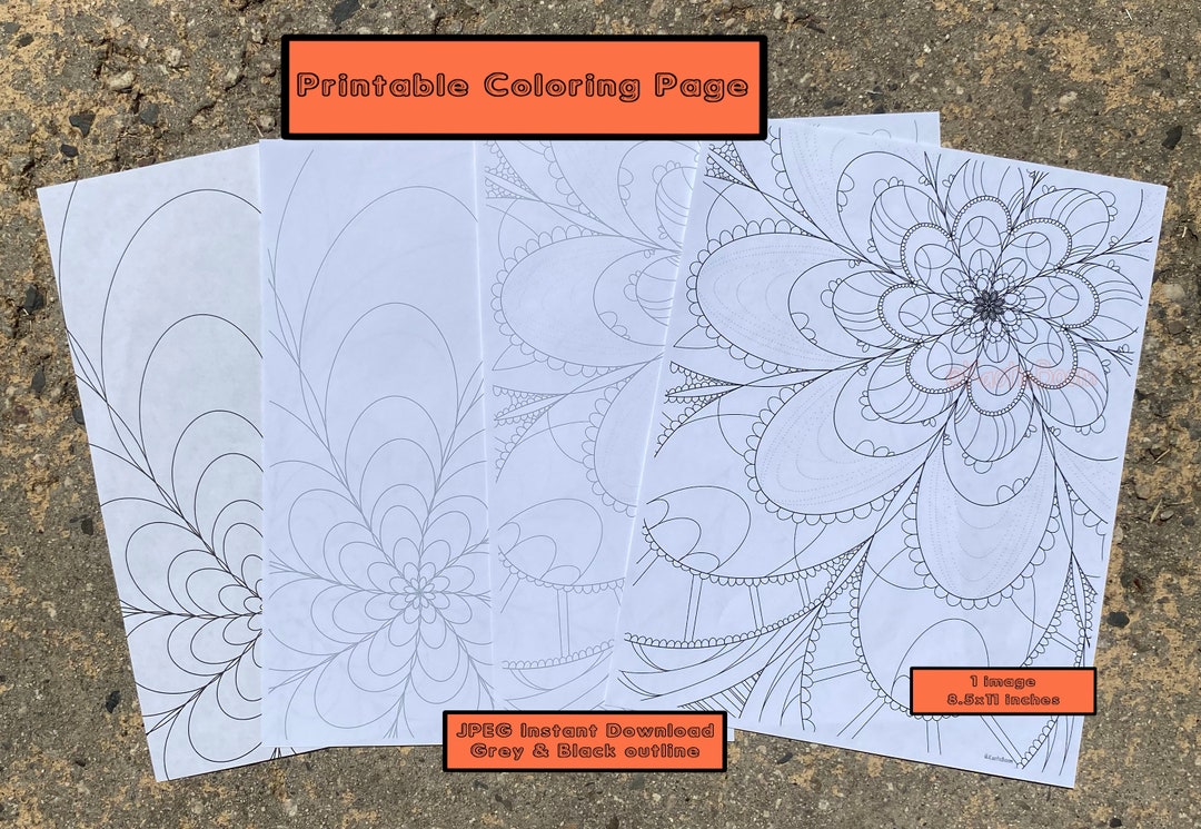 One Large Flower - Complex and Simple Versions Coloring Page for Adults ...