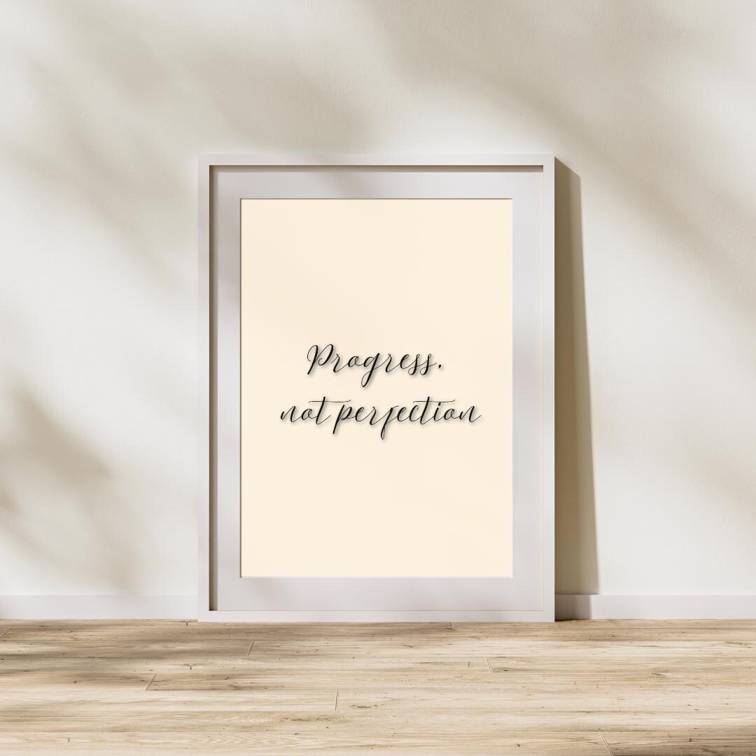 Progress Not Perfection Print, Minimalist Motivational Wall Art ...