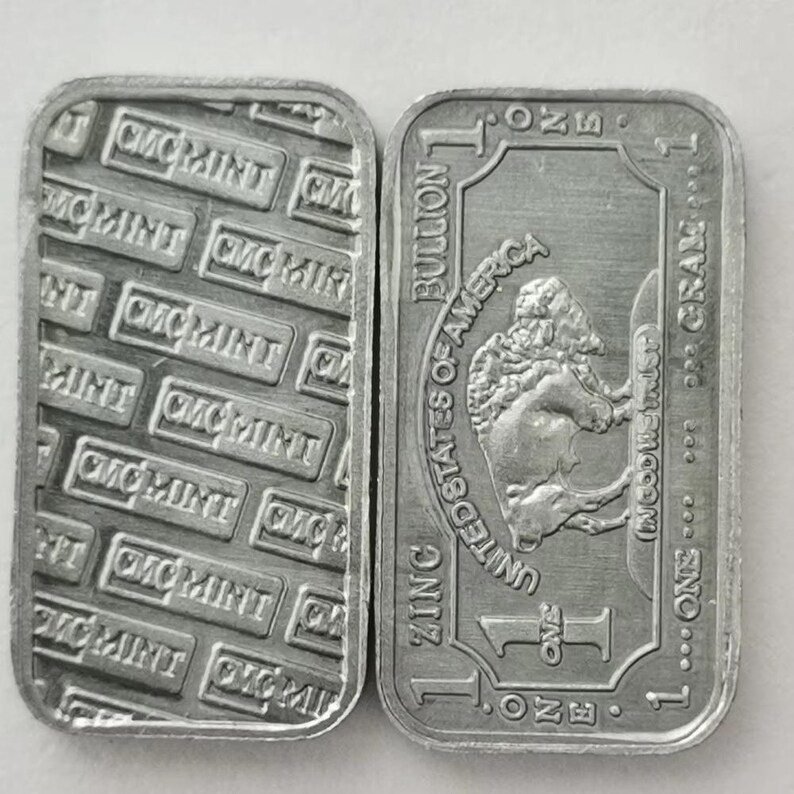 10-pack: 1 Gram Zinc Buffalo Bullion Bars - Medallion Challenge Coin ...
