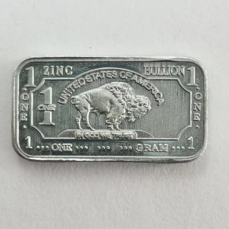 10-pack: 1 Gram Zinc Buffalo Bullion Bars - Medallion Challenge Coin ...
