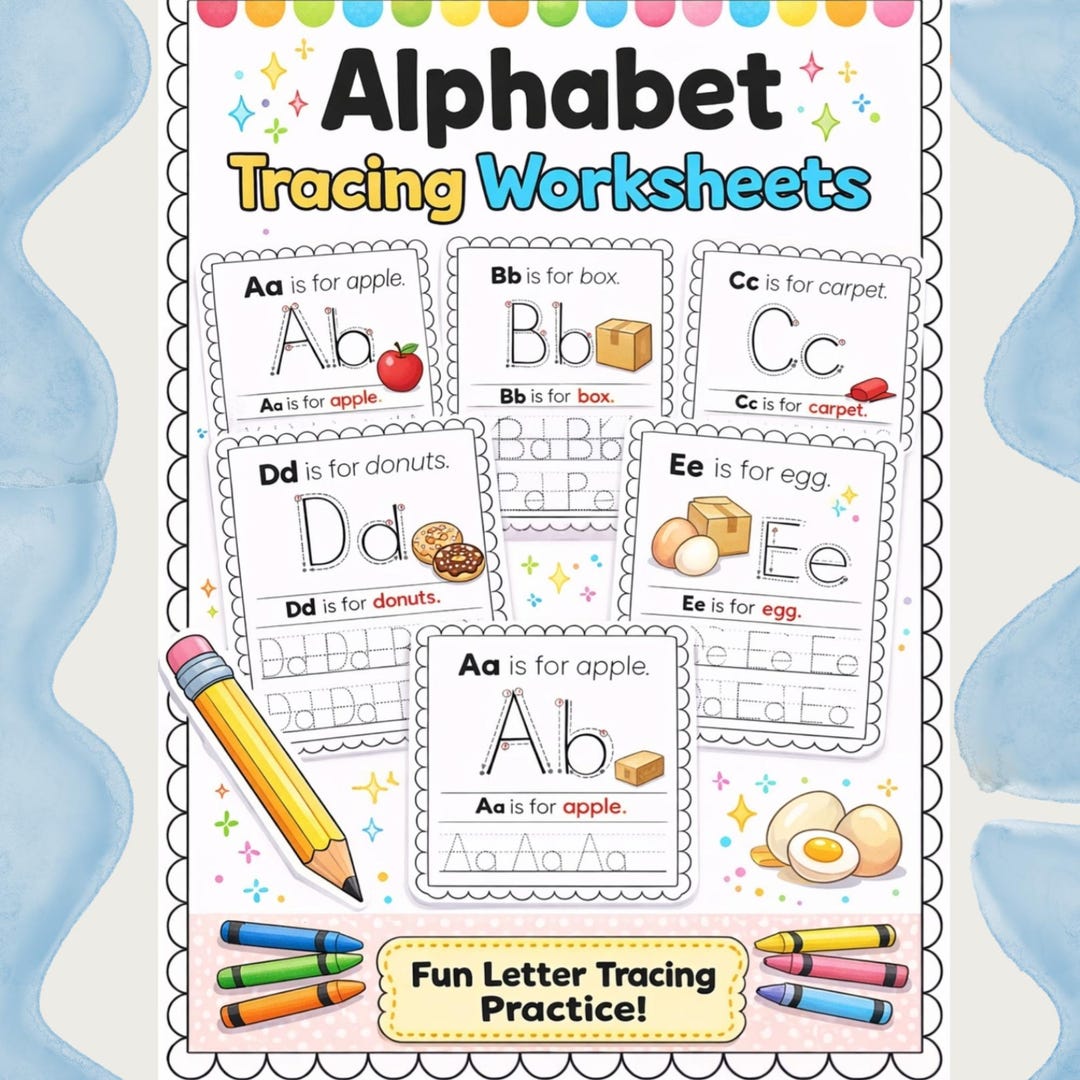 Alphabet Tracing Worksheets – A to Z Letter Practice (PDF Download) - Etsy