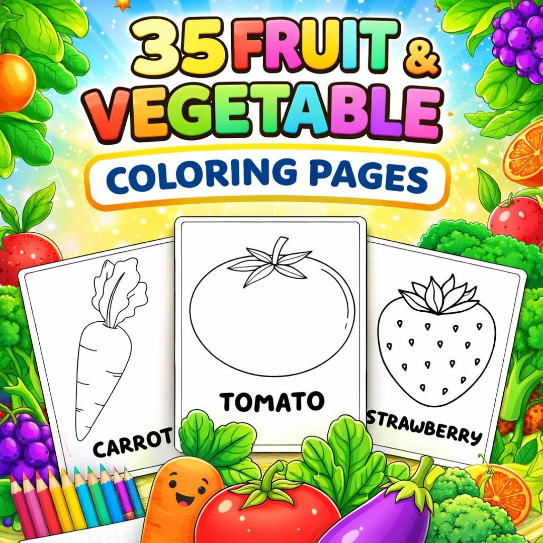 Fruit and Vegetable Coloring Pages for Kids | Preschool Learning ...
