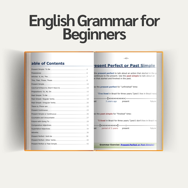 English Grammar Workbook for Beginners – ESL Learning (PDF Download) - Etsy