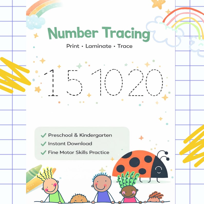 Printable Number Tracing Worksheets 1-20 | Preschool Math Activity ...