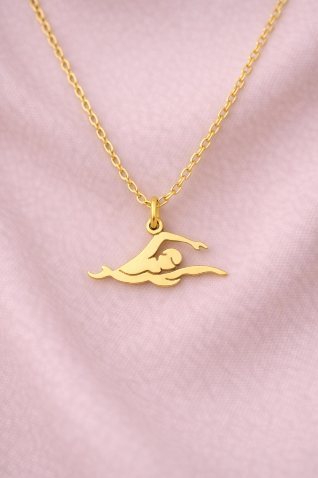 Minimal Swimmer Pendant Necklace – 925 Sterling Silver Swimming ...